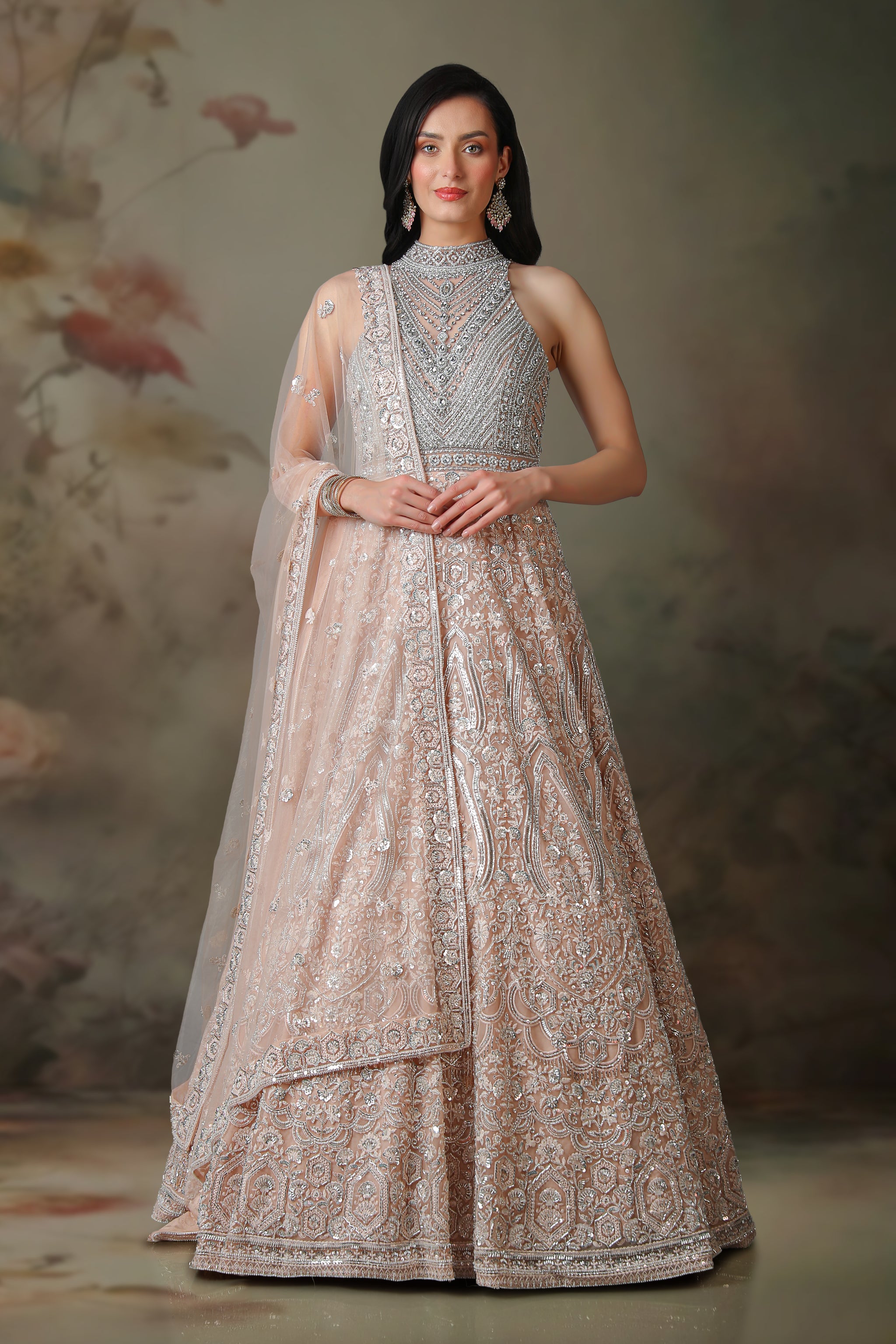 GREY EMB PEACH EMB KALI GOWN