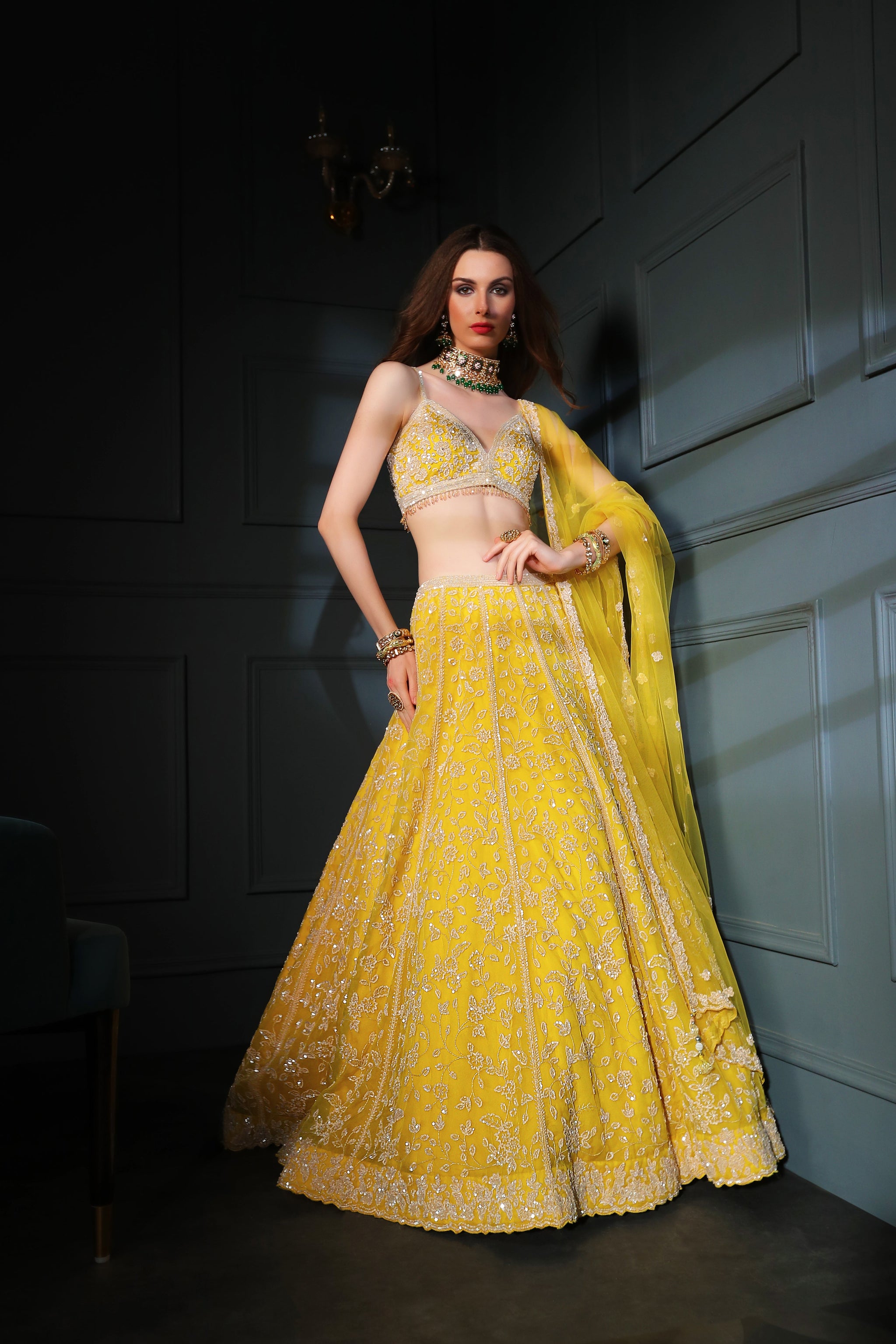 Yellow Skirt and top with Scarf