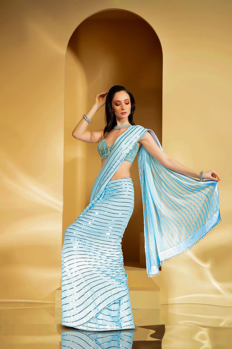 blue saree uk